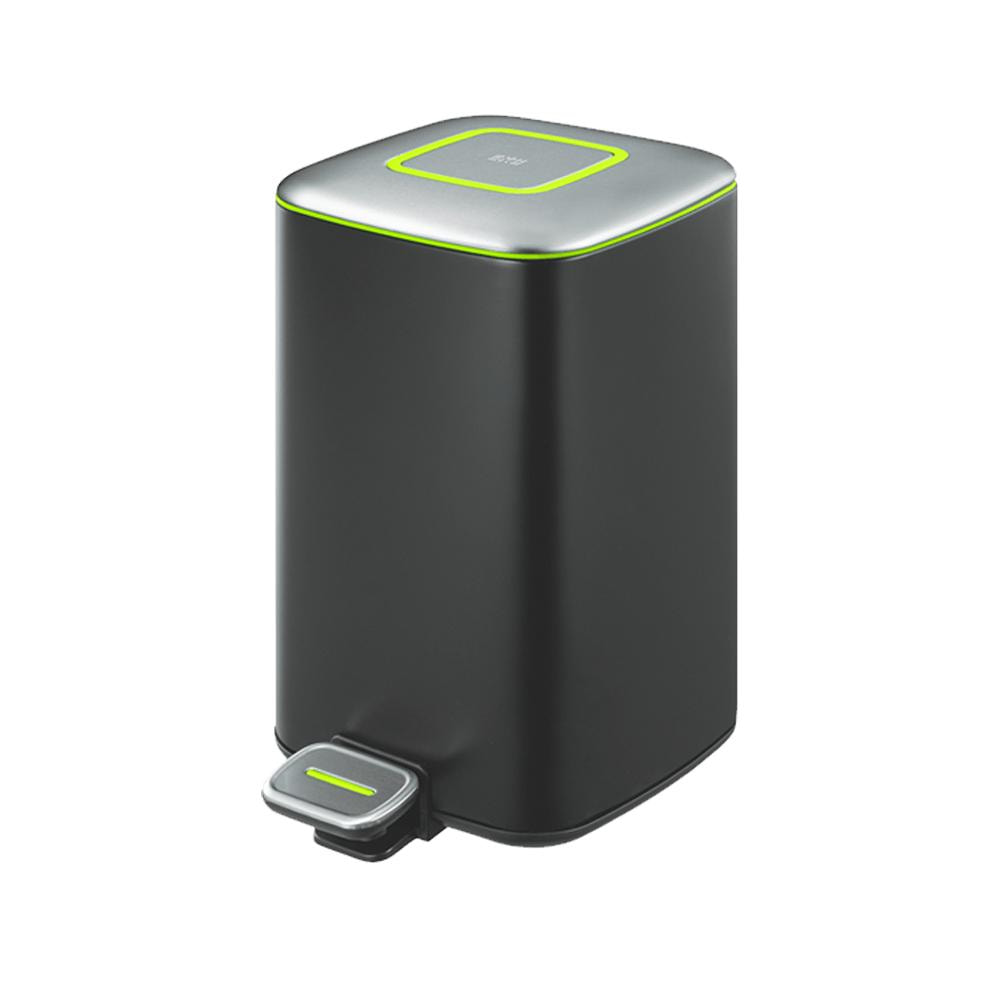 EKO Square Step Trash Bin with Soft Closing Lid Black 9 Liter